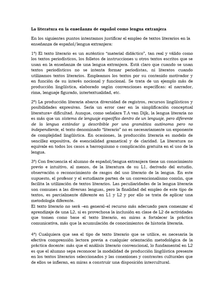 La Literatura en La Enseñanza de ELE | PDF | Enseñando | Lingüística