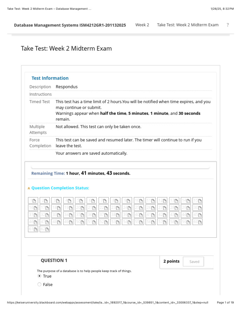 Take Test: Week 2 Midterm Exam – Database Management ... | PDF ... Take Test: Week 2 Midterm Exam – Database Management ... | PDF ...