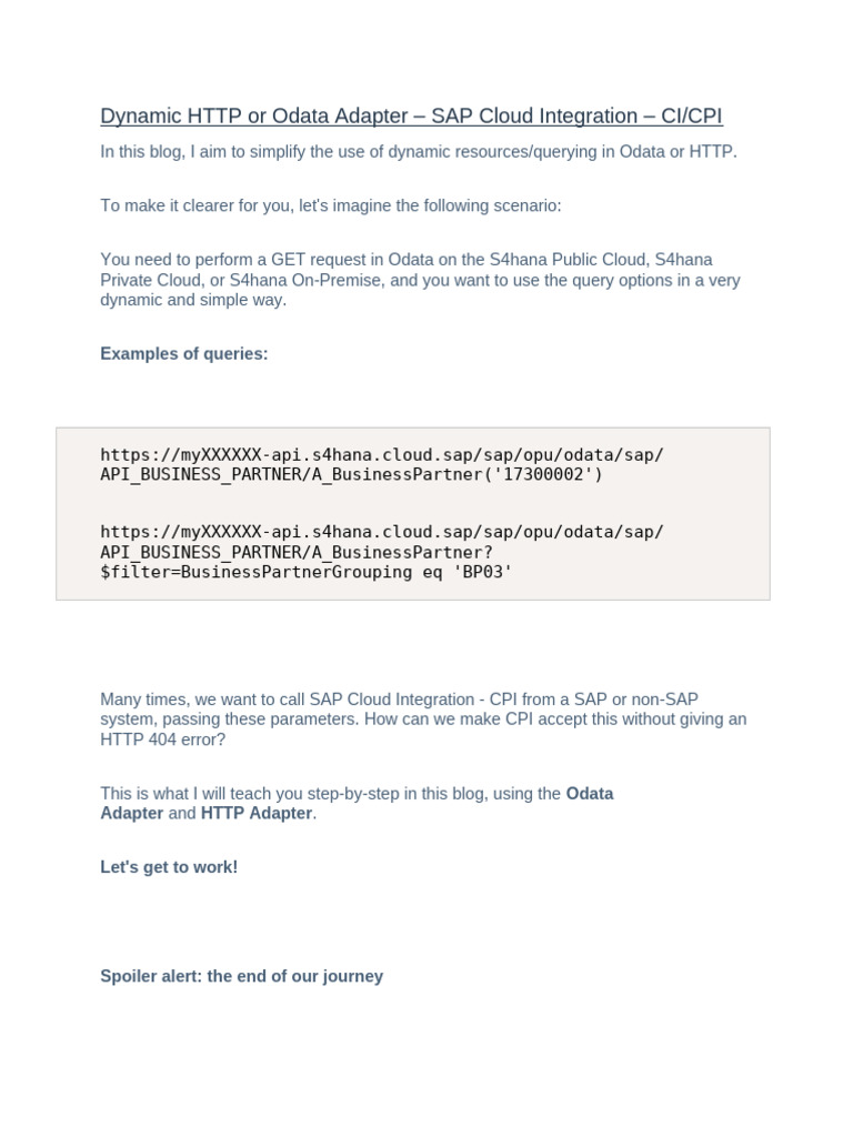 Dynamic HTTP/OData Adapter Guide | PDF | Computer Science | Cyberspace