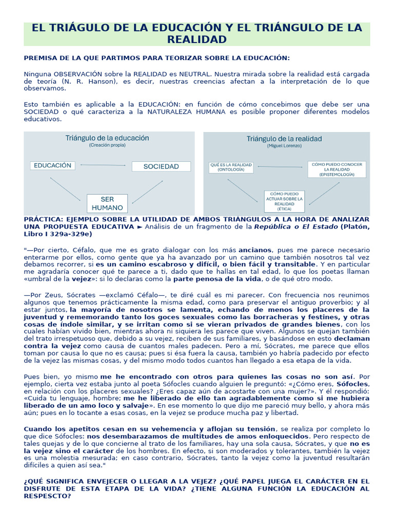 El Triágulo de La Educación y El Triángulo de La Realidad | PDF | Vejez ...
