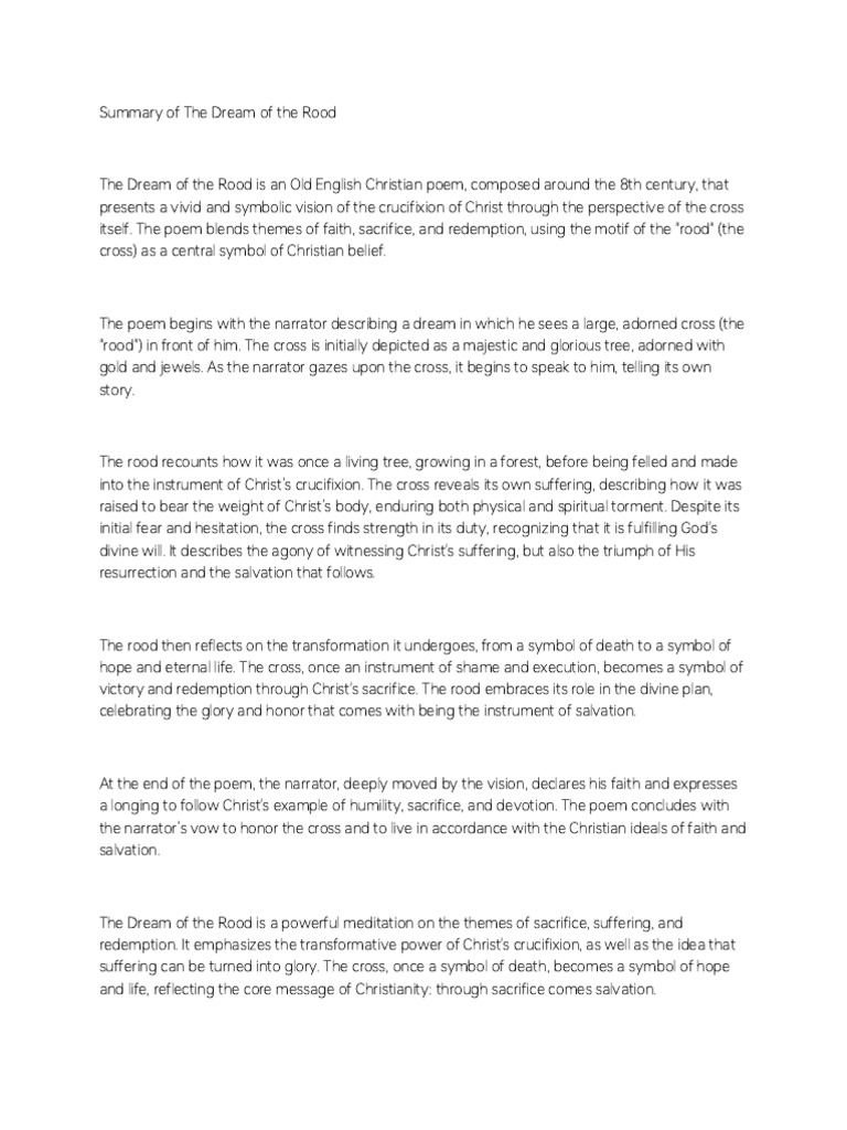 Summary of The Dream of The Rood | PDF
