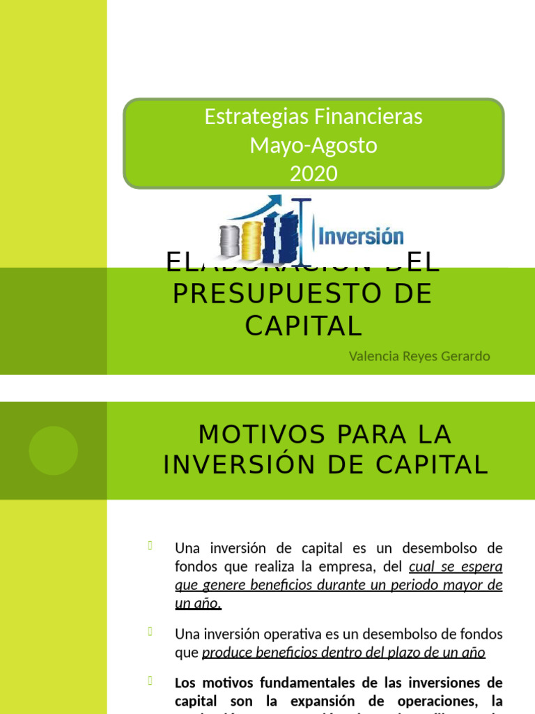 03 Técnicas Elaboración Presupuesto Capital | PDF | Presupuesto | Inversiones