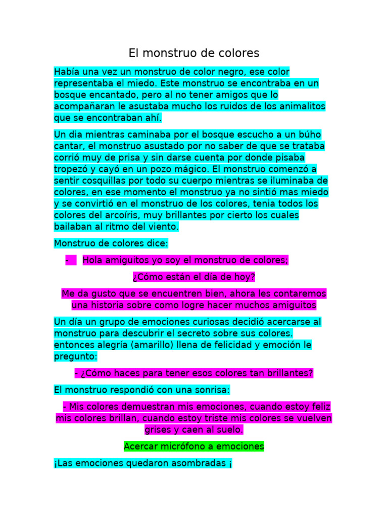 El monstruo de colores y sus emociones | PDF | Amor | Las emociones