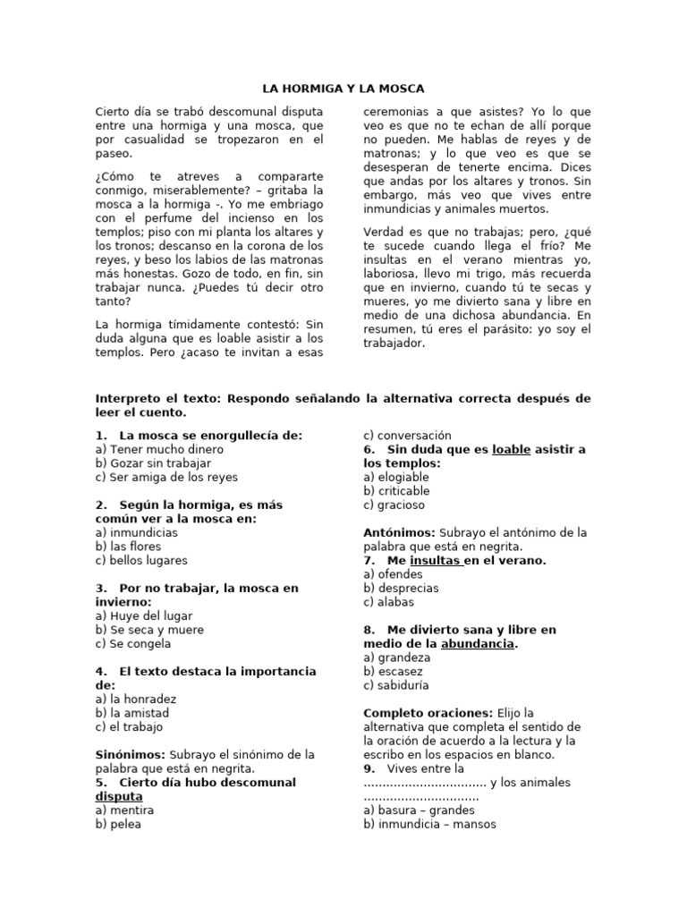 La Hormiga y La Mosca | PDF