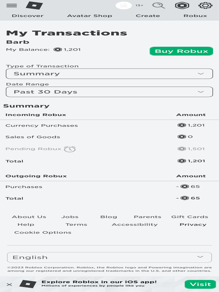My Transactions - Roblox | PDF