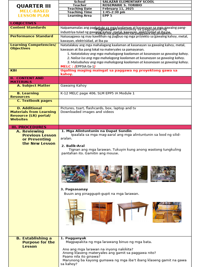 EPP 5 Lesson Plan | PDF