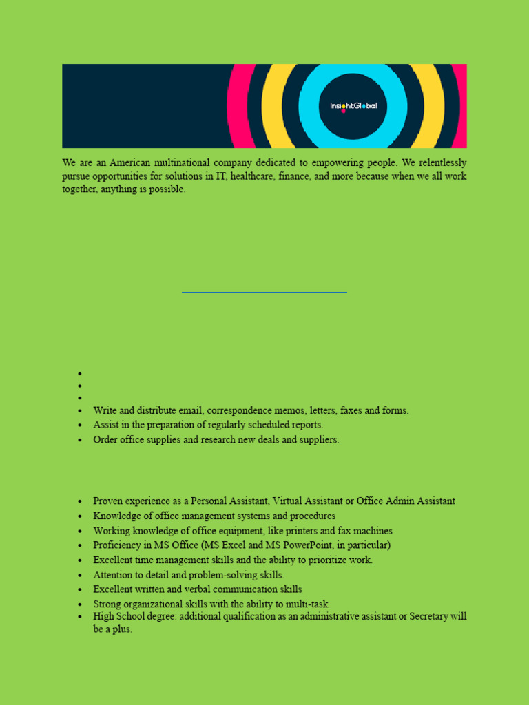 Remote Personal Assistant Job Opening | PDF