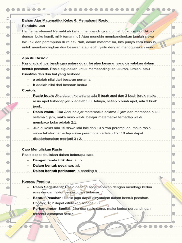 Rasio Matematika Kelas 6 | PDF