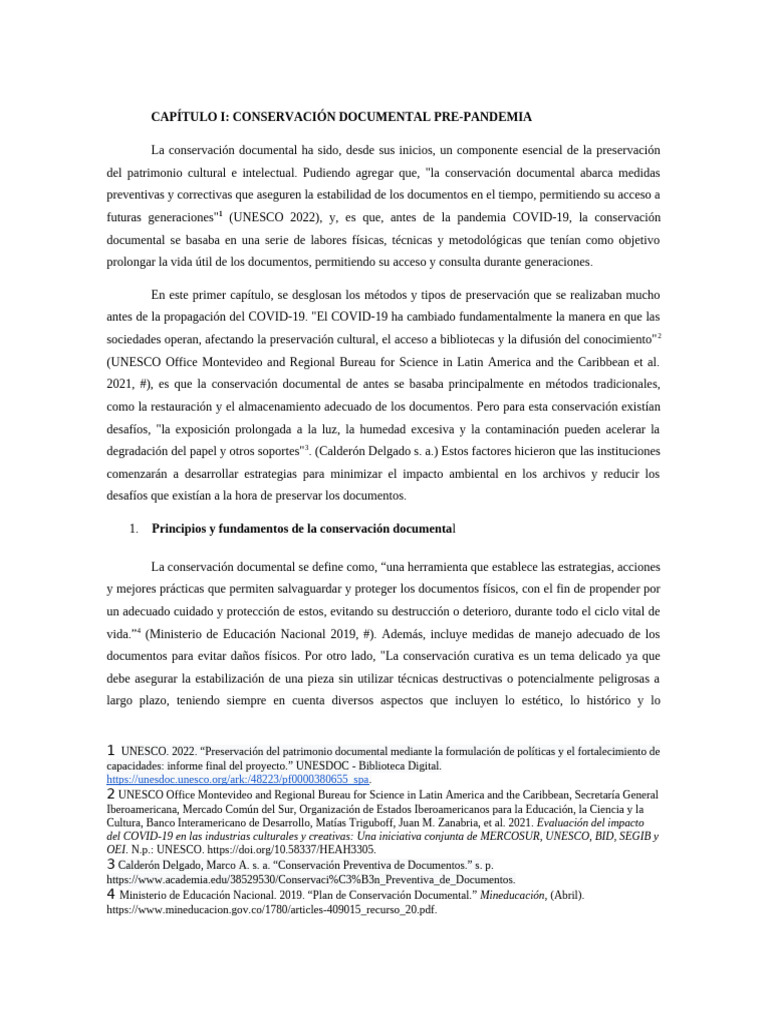 Capítulo I - Conservación Documental Pre-Pandemia | PDF | Gestión de registros