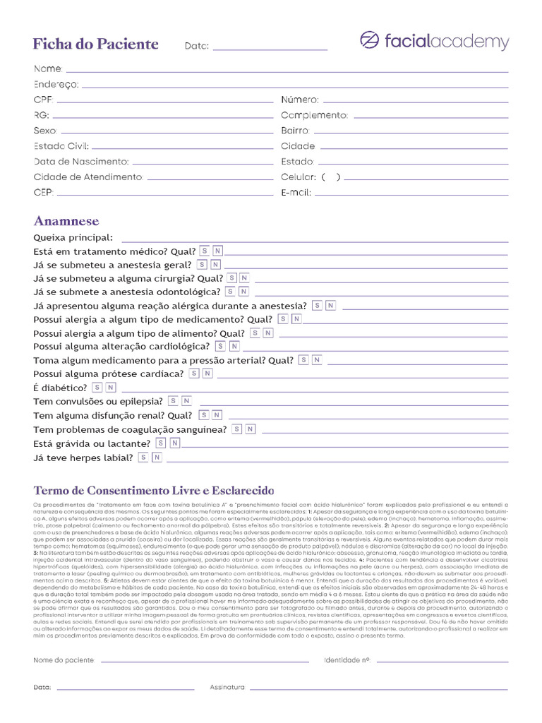 Ficha do paciente | PDF