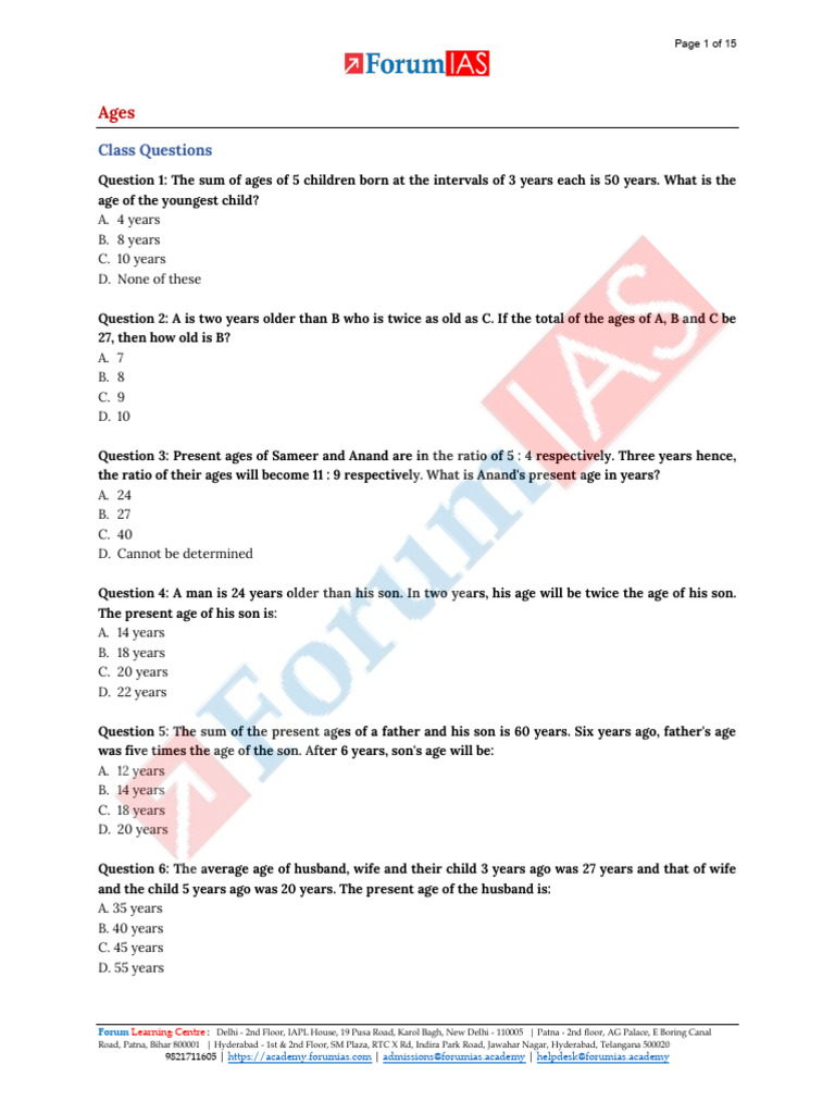 Ages mcqs for upsc forum IAS | PDF