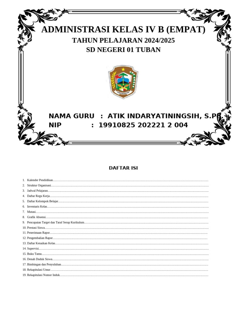 ADMINISTRASI KLS IVB 2024-2025 Fik | PDF