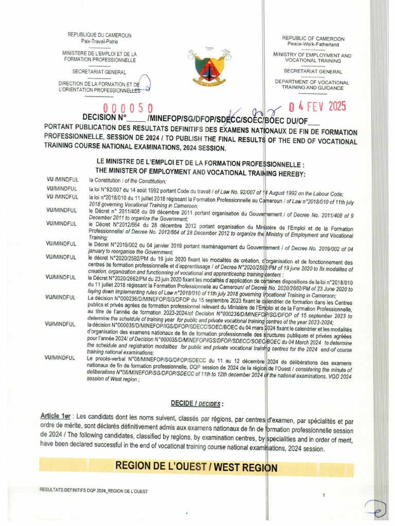 Ouest Resultat DQP 2024 | PDF