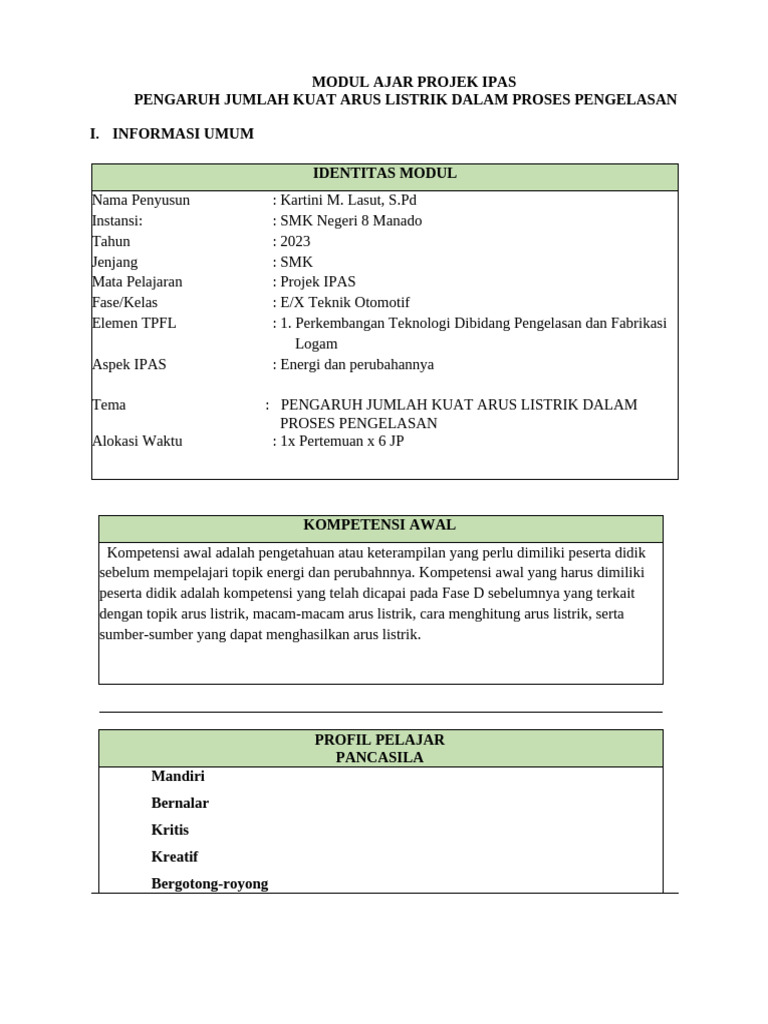 Modul Ajar Projek Ipas | PDF