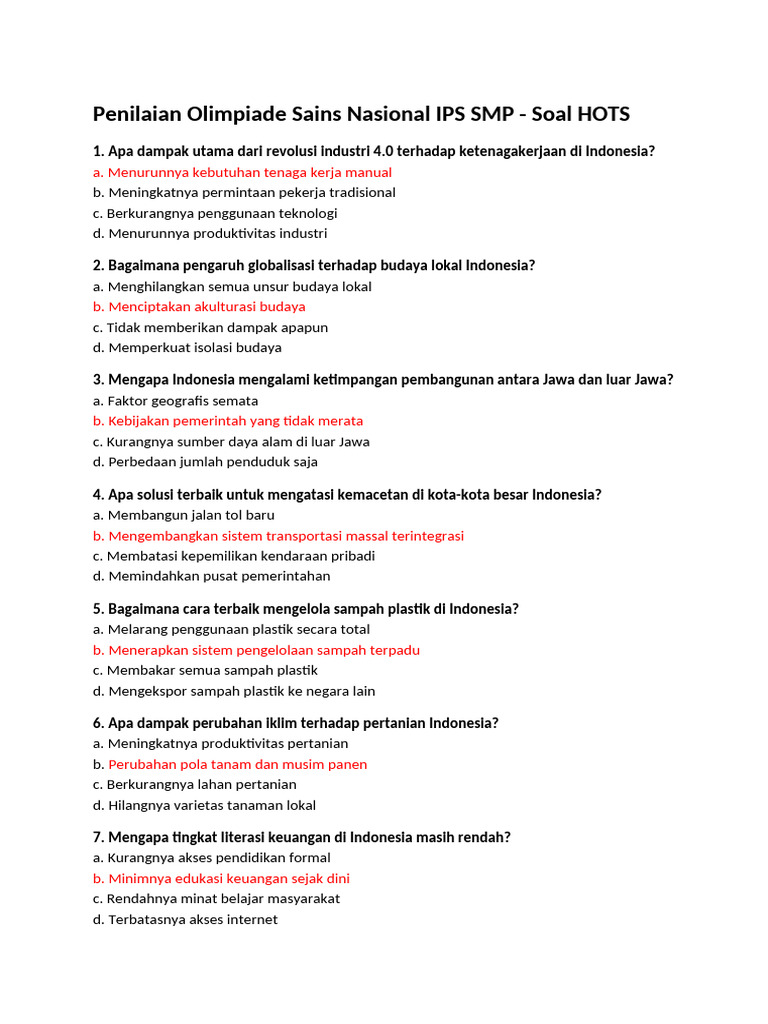 latihan soal OSN IPS part 2 (1) | PDF