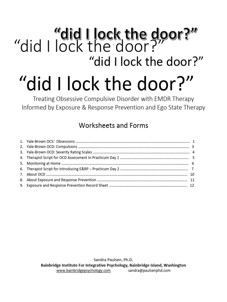 EMDR-105f2 Handout Worksheets and Forms | PDF | Obsessive–Compulsive ...