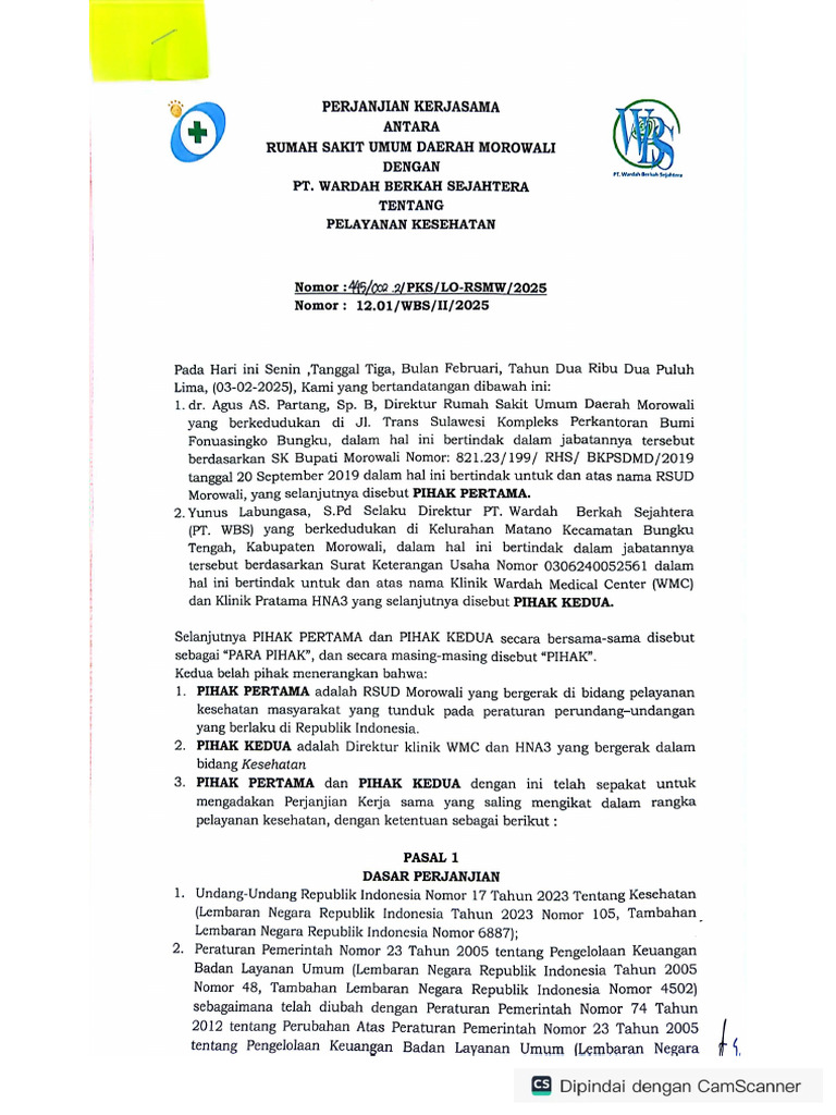 PKS WMC Dan RSUD Morowali | PDF