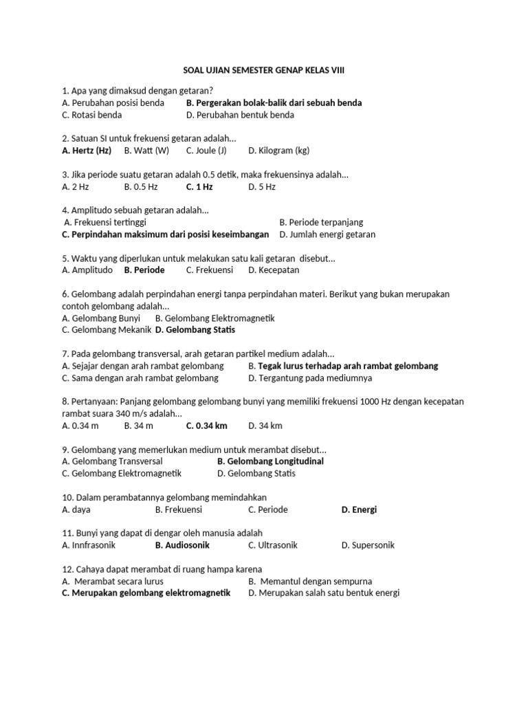 Soal Uas Kelas 8 Kumer | PDF