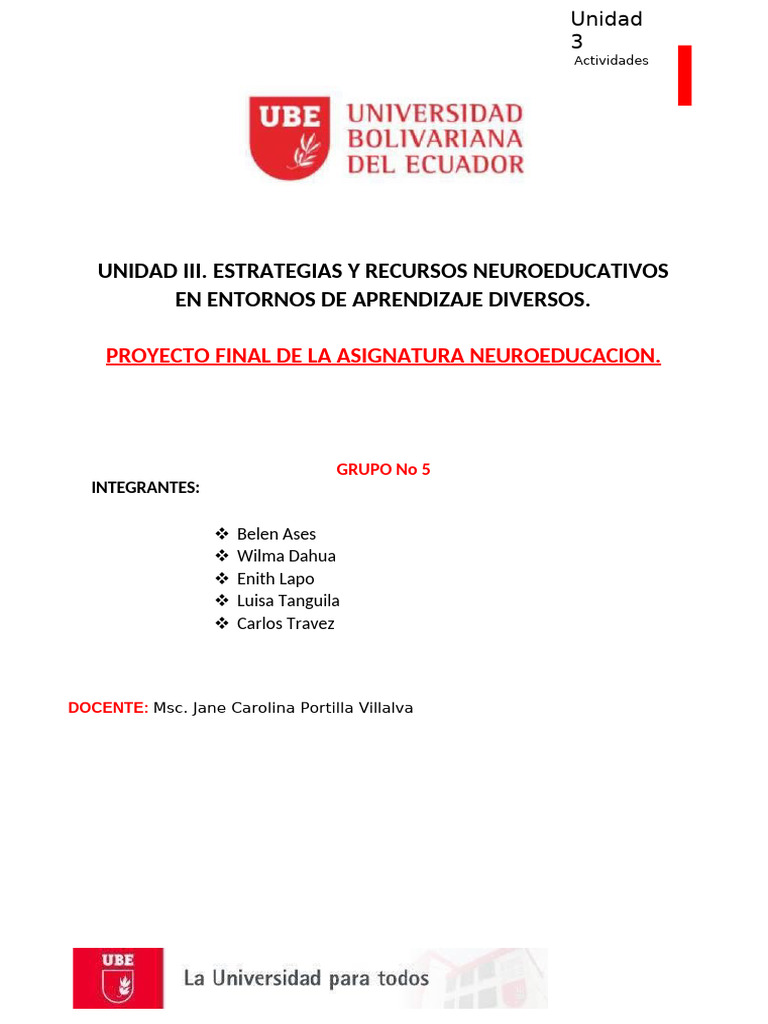 Proyecto Final Neuro | PDF | Aprendizaje | Enseñando