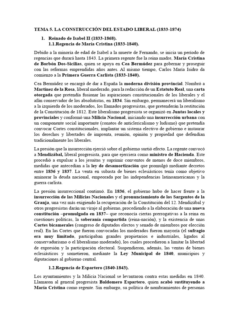 Construcción del Estado Liberal 1833-74 | PDF | España | Agricultura