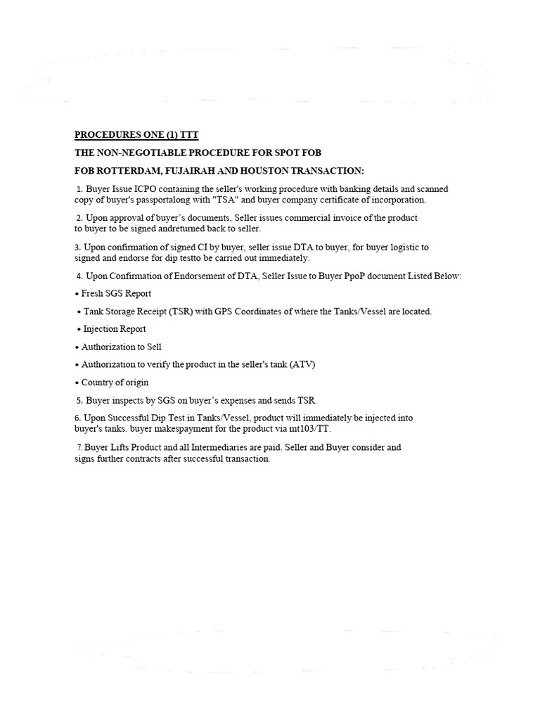 PROCEDURES 16012025 | PDF | Letter Of Credit | Receipt