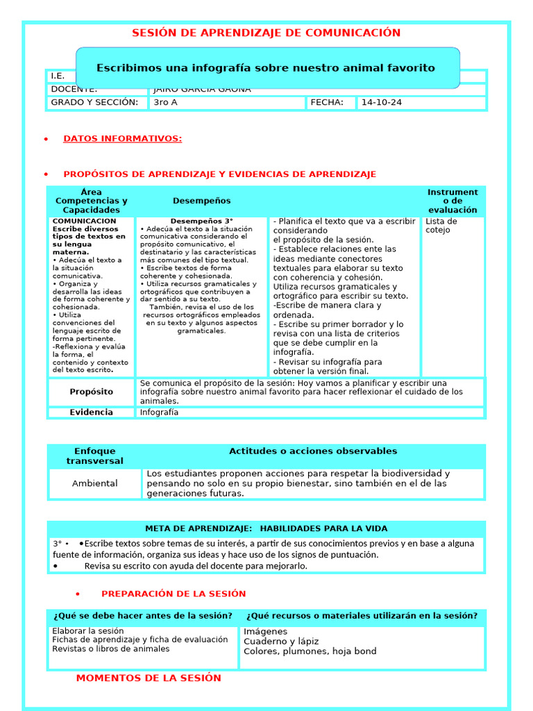 3° Ses. Comu Mier 4 Escribimos Una Infografía Prof Yessenia 965727764 ...
