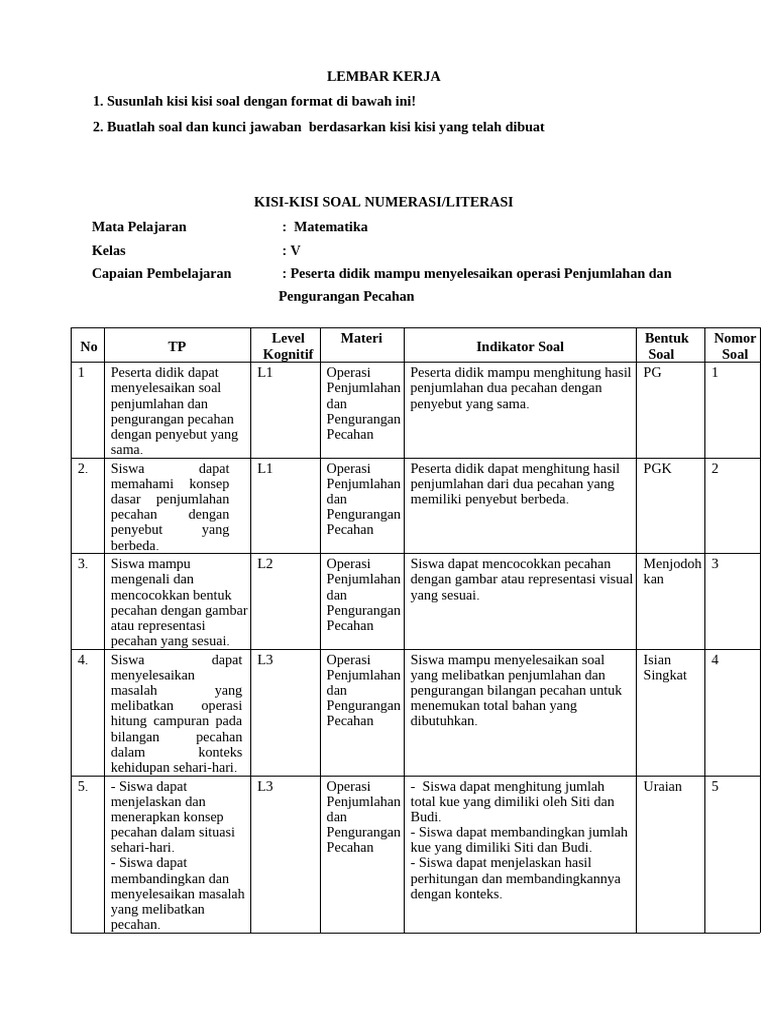 LK.03. Soal LITNUM_Bariyah | PDF