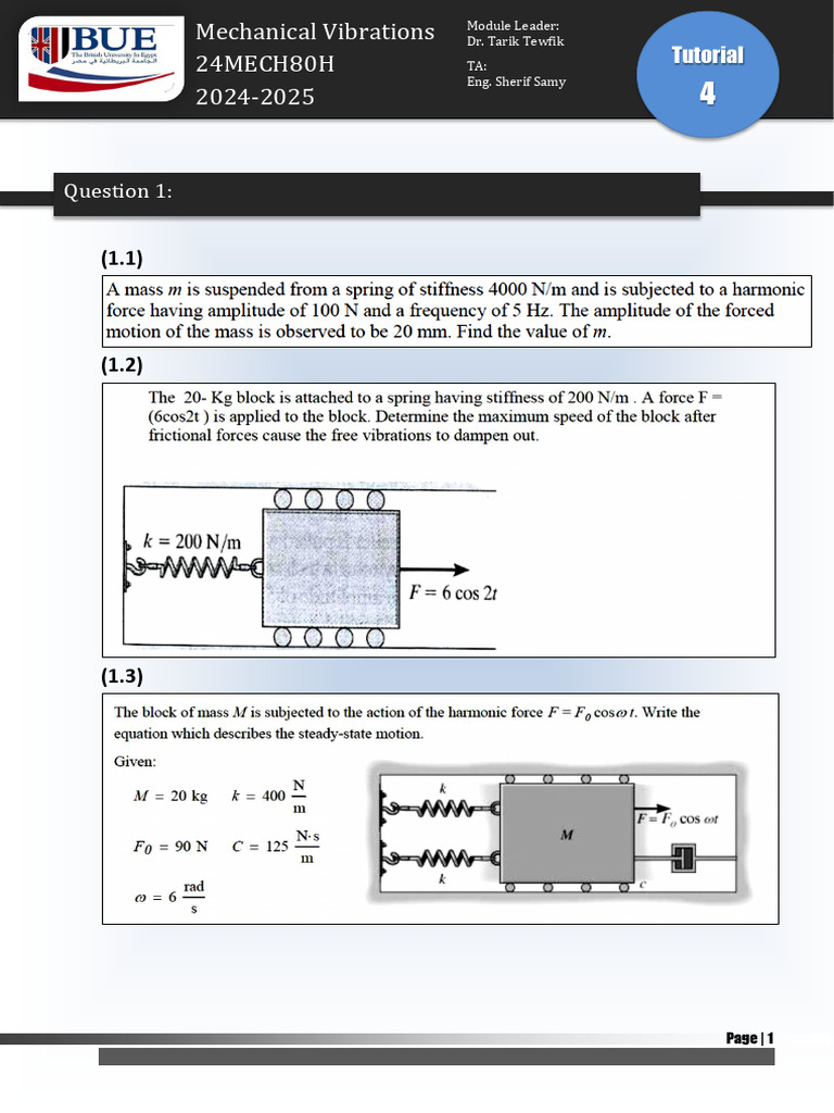 Mechanical Vibrations Tutorial | PDF