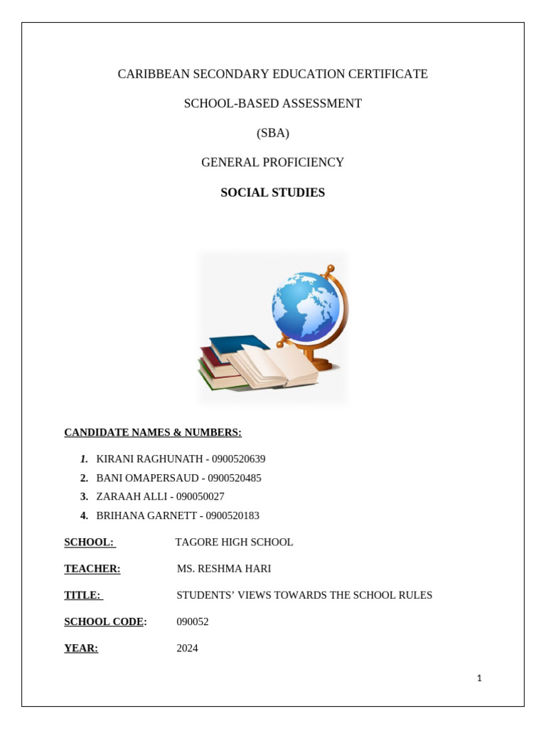 Social Studies Sba Final Completed | PDF | Questionnaire | Disciplines
