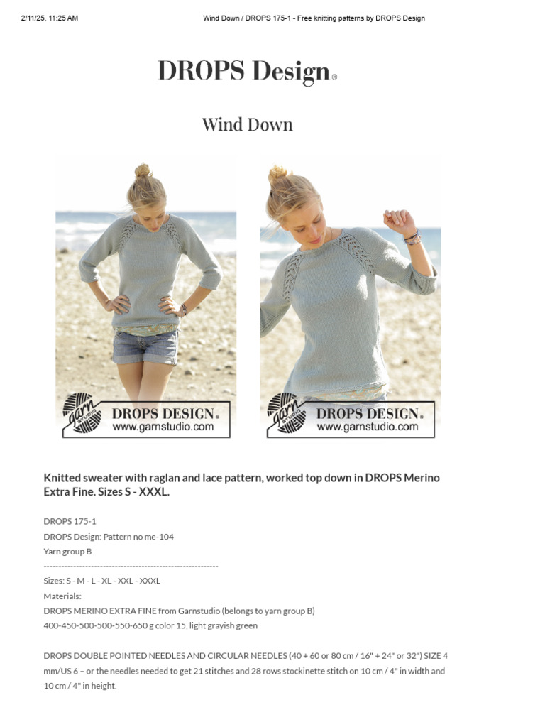 Wind Down - DROPS 175-1 - Free Knitting Patterns by DROPS Design | PDF ...