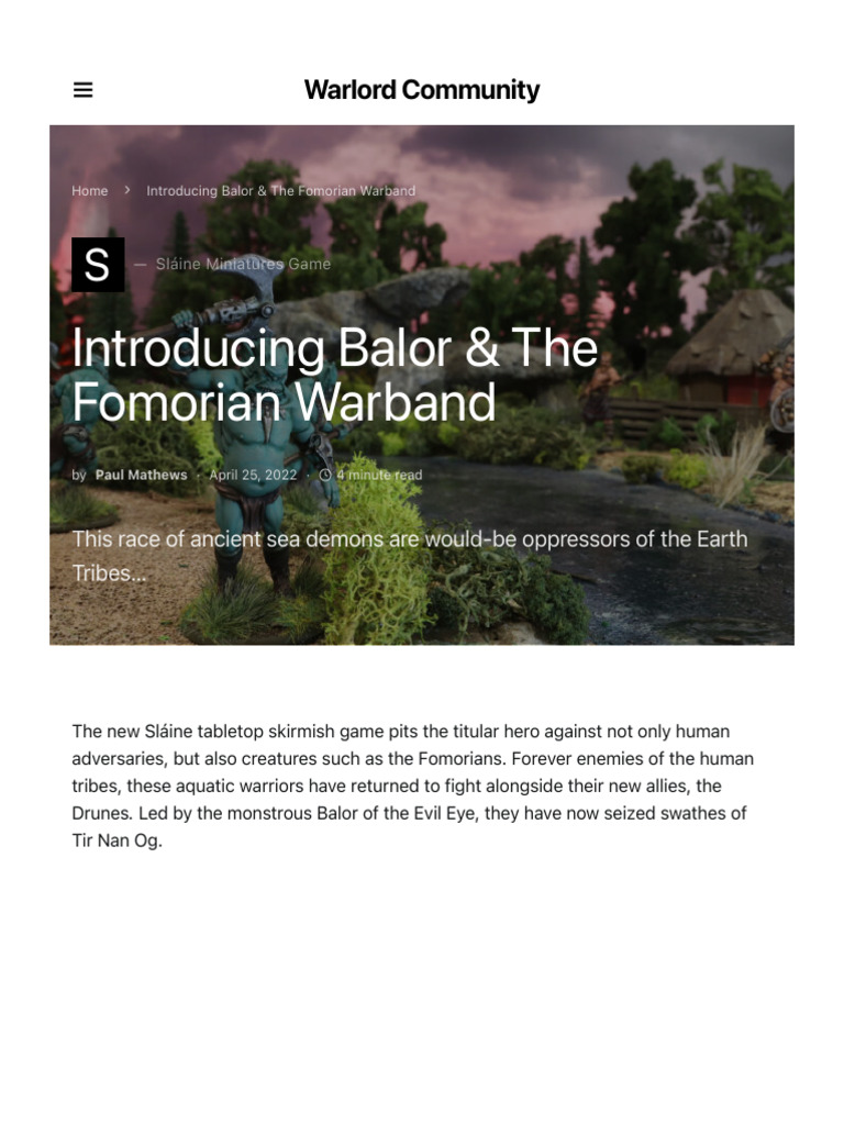 Introducing Balor & The Fomorian Warband - Warlord Community | PDF