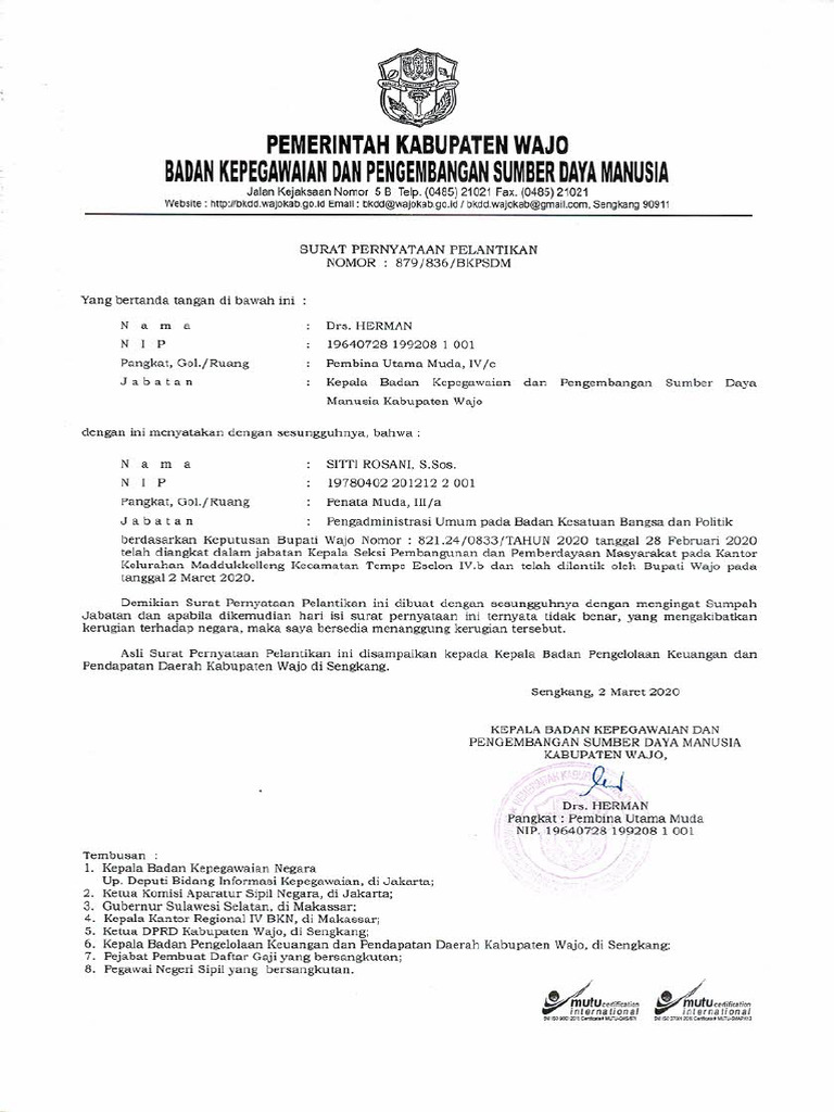 SK Jabatan 005533 | PDF