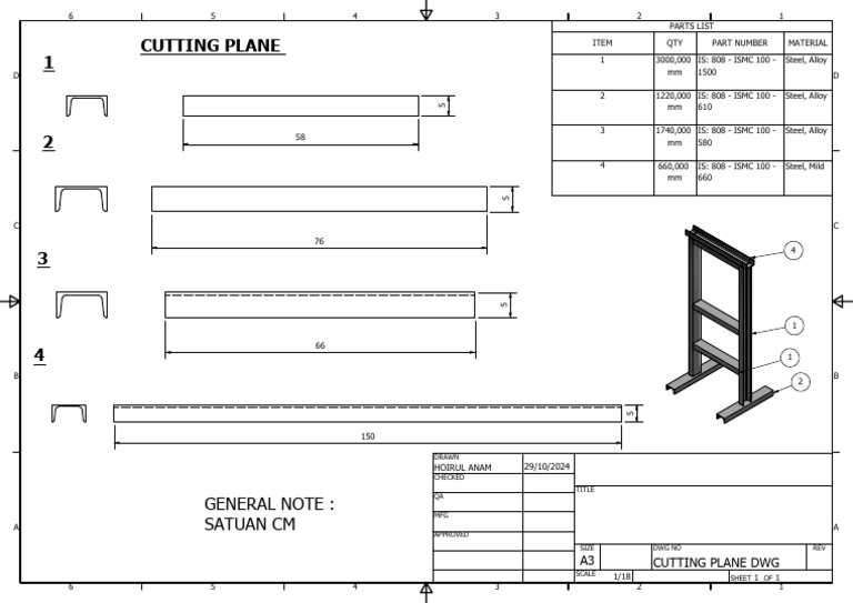 Cutting Plane Drawing Overview | PDF | Metals | Building Materials