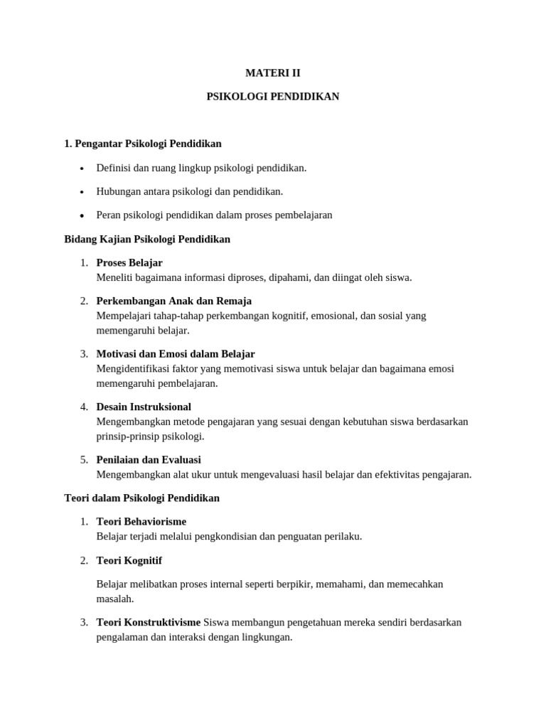 MATERI II PSKILOGI PENDIDIKAN | PDF