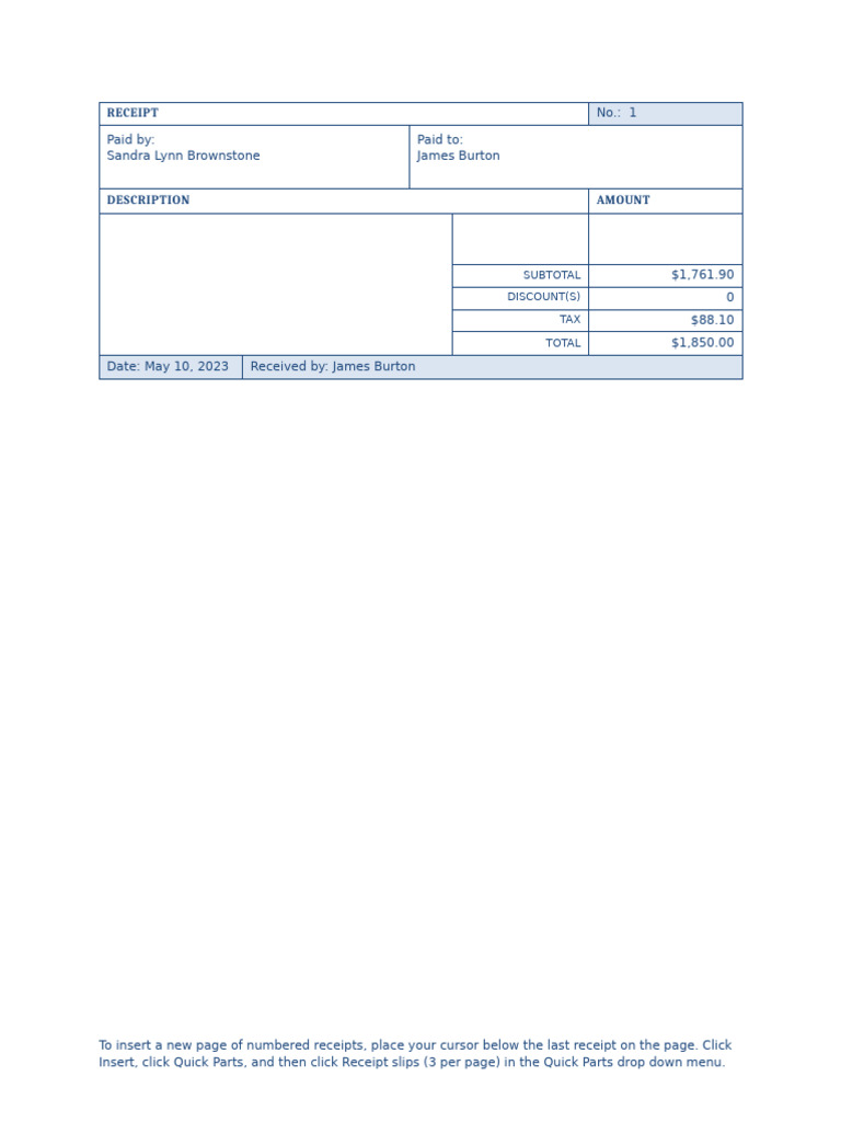 Brownstone - Receipt Template | PDF