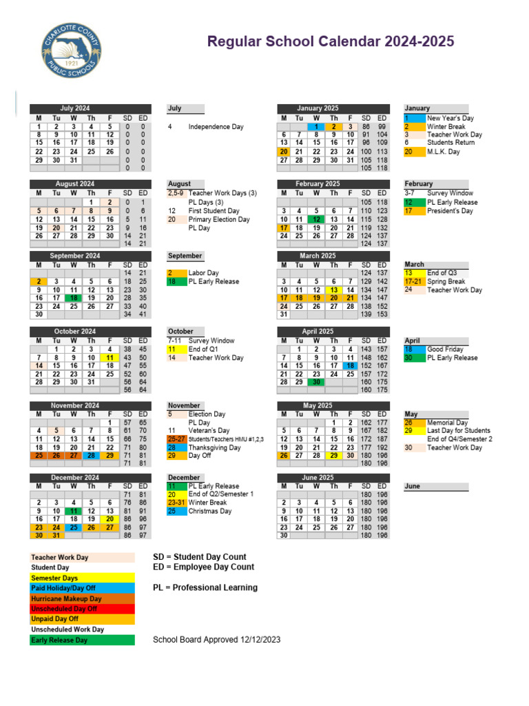 2024-2025 Regular School Calendar CPPS | PDF | Public Holiday ...