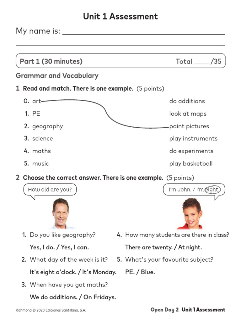 Open Day 2 Assessment unit 1 | PDF