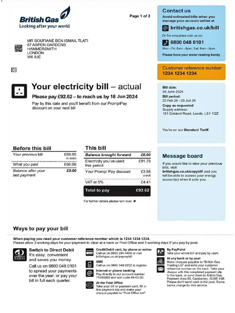 Gaz Bill Aspen Gardens 1 | PDF