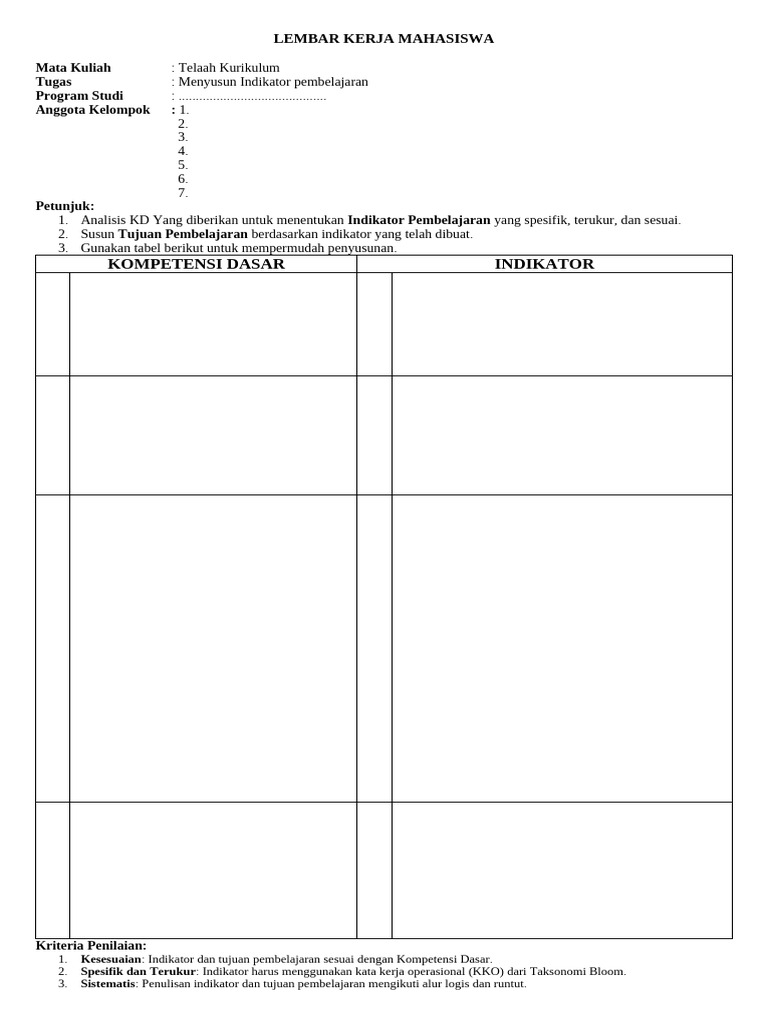 Lembar Kerja Mahasiswa | PDF