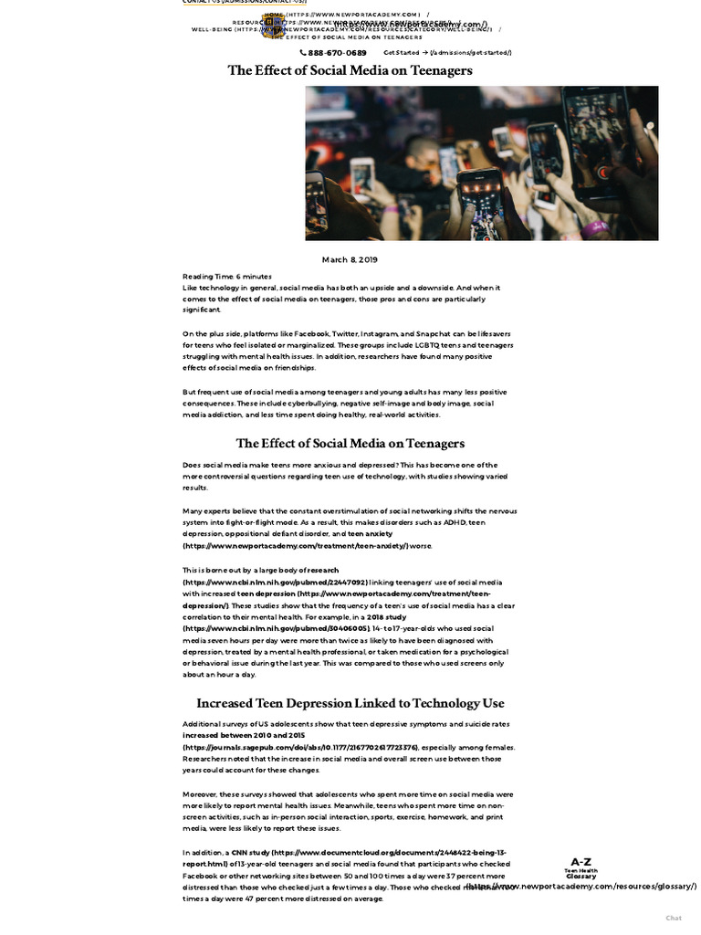 Impact of Social Media on Teenagers | PDF | Adolescence | Social Media