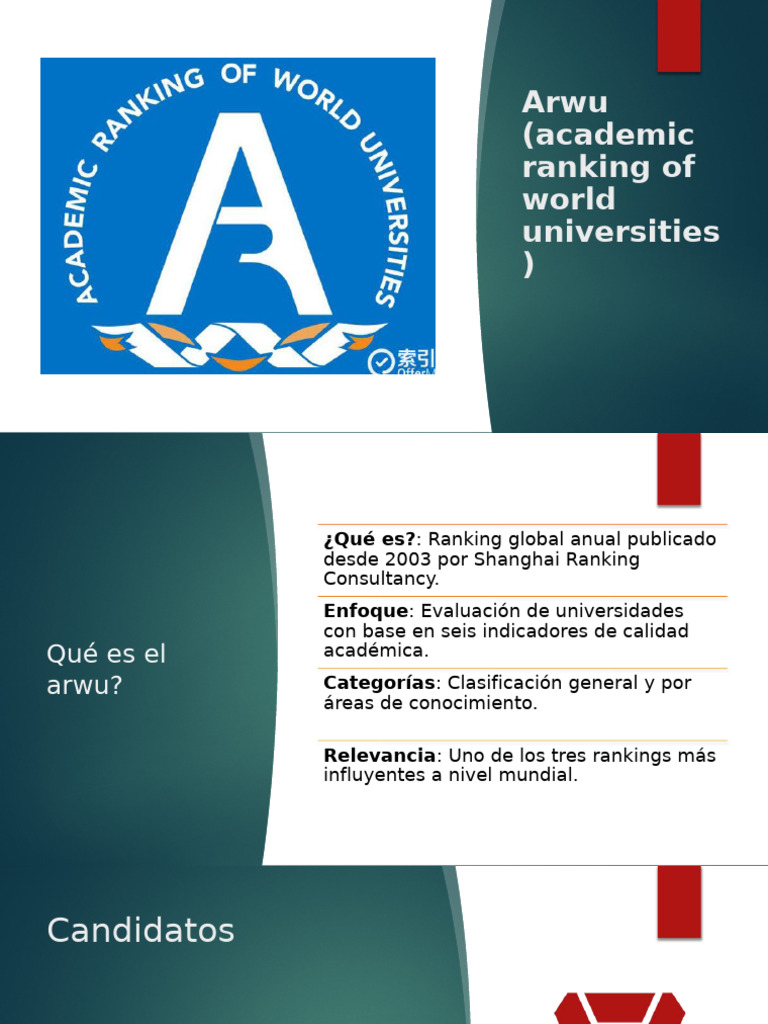 Arwu (Academic Ranking of World Universities) | PDF