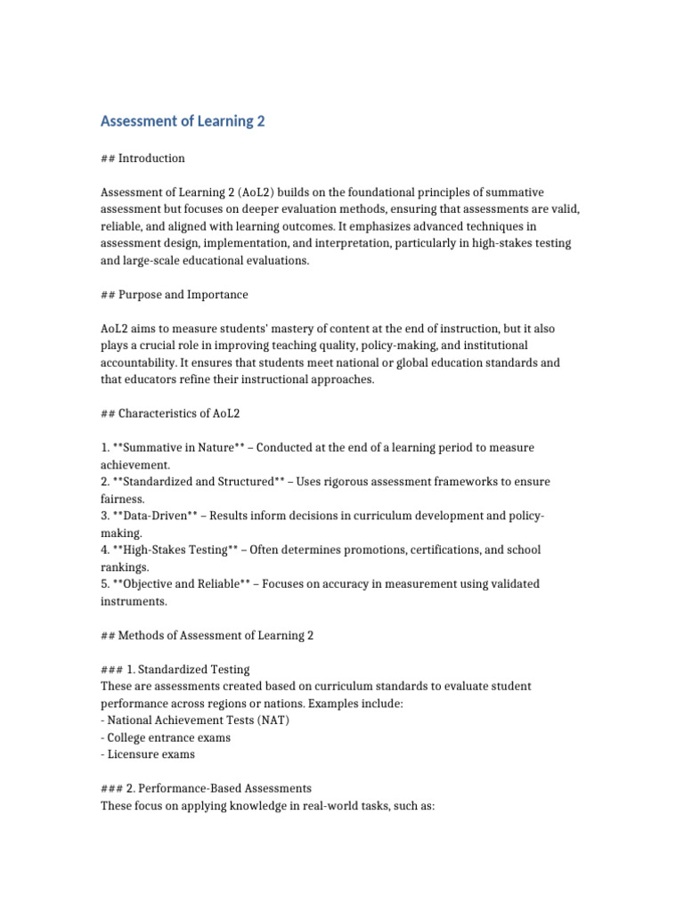 Assessment of Learning 2 | PDF | Educational Assessment | Education Theory