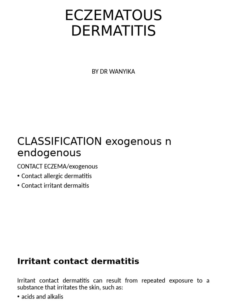Understanding Eczematous Dermatitis Types | PDF | Dermatitis | Dermatology