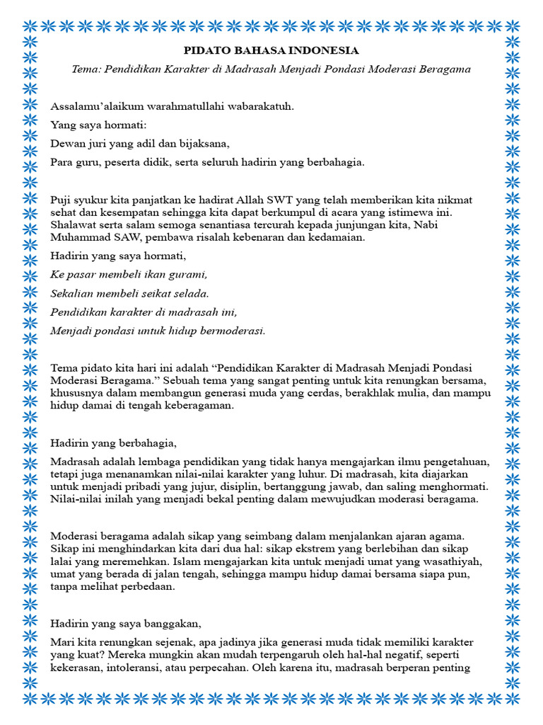 Pendidikan Karakter di Madrasah Menjadi Pondasi Moderasi Beragama | PDF
