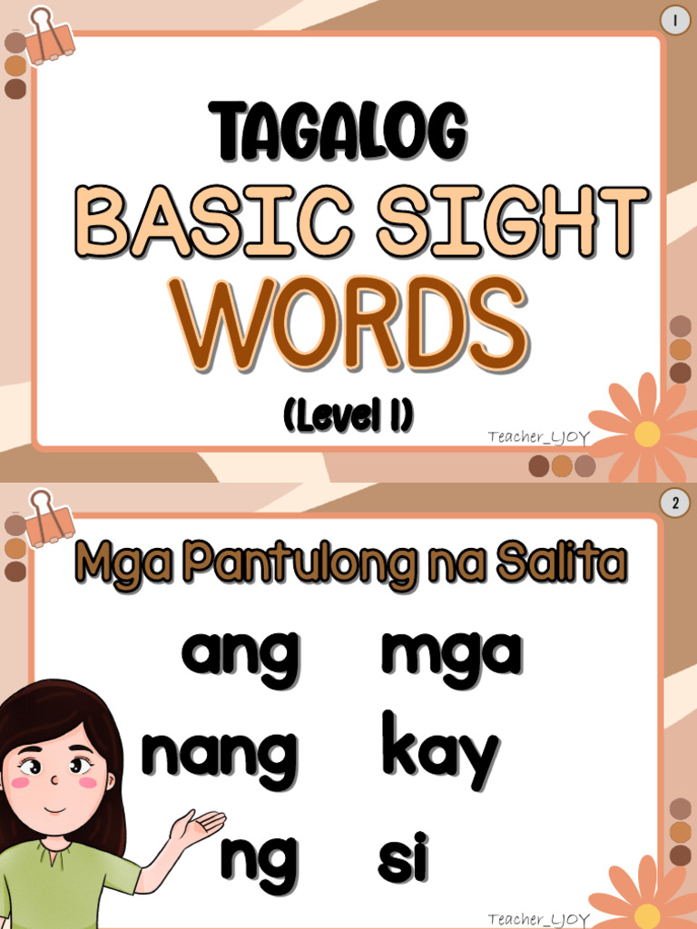 Tagalog Basic Sight Words Level 1,2&3 | PDF