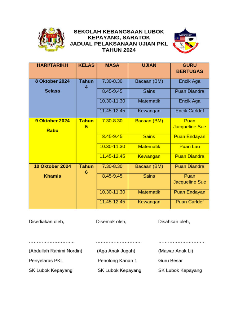 Jadual PKL 2024 | PDF