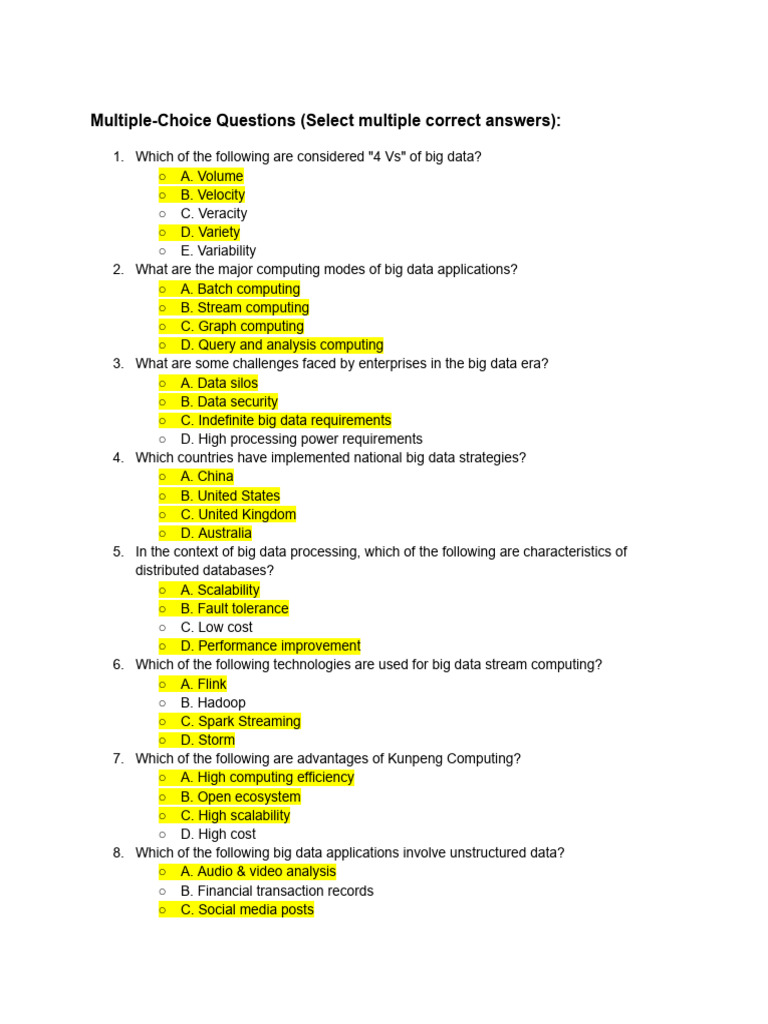 Chapter 1 Bigdata Introduction Questions Answers | PDF | Big Data | Data