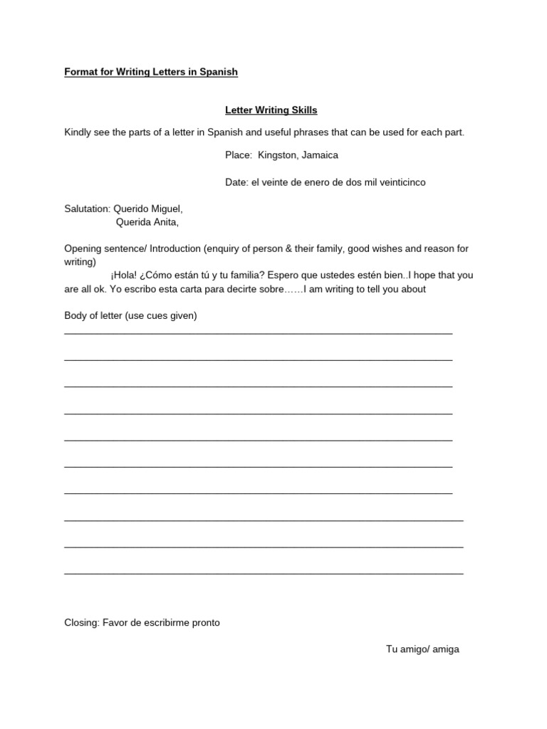 Format For Writing Letters in Spanish | PDF