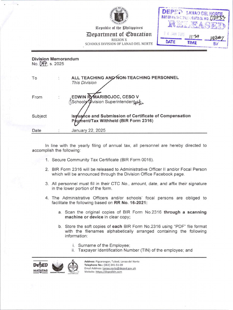 Issuance and Submission of Certificate of Compensation Payment Tax ...