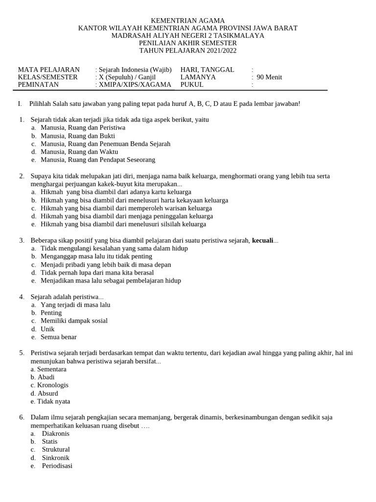Pas Sejindo X Sem 1 Indra Fix - Print | PDF